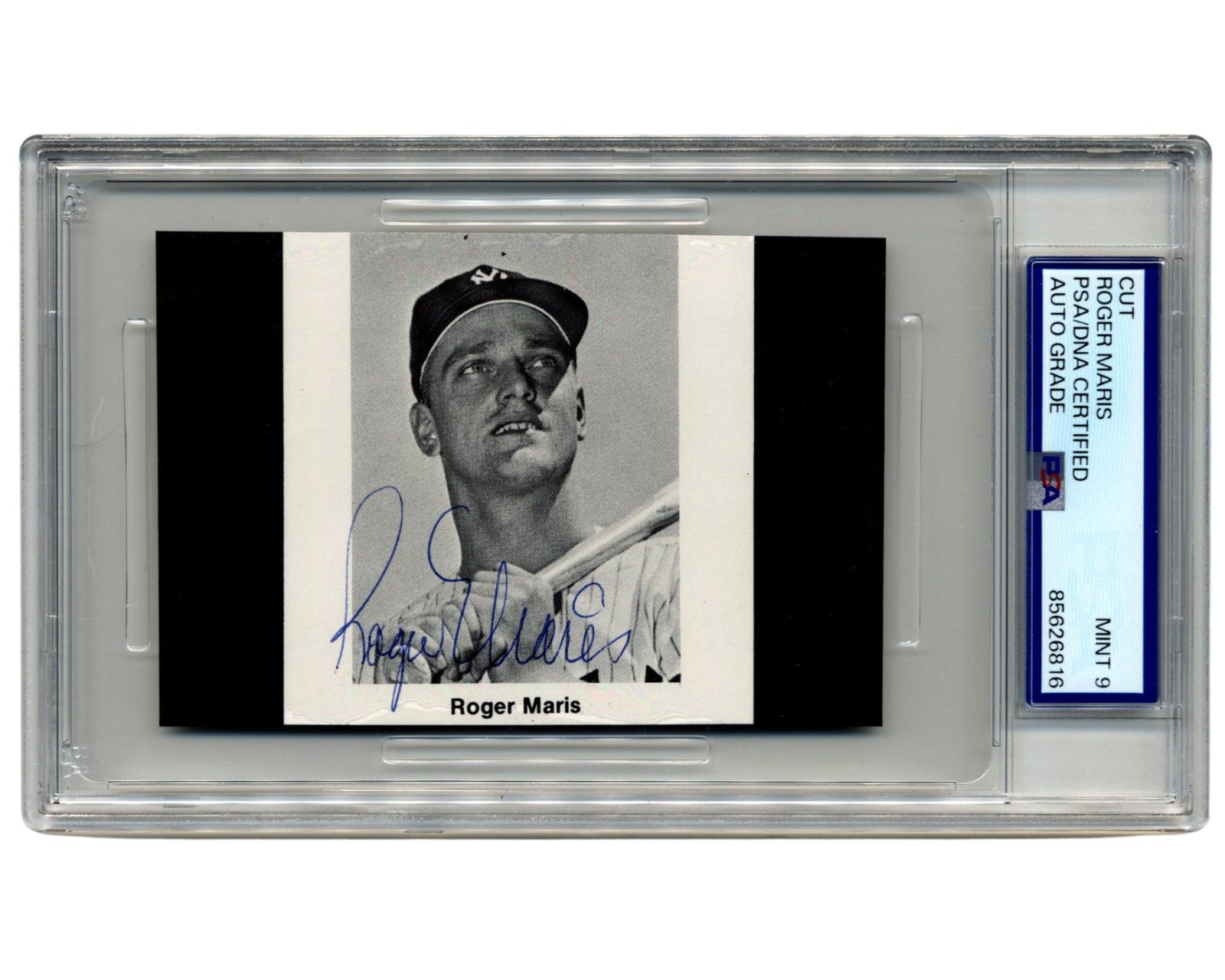 Yankees Legend Roger Maris Signed Cut Photograph PSA Mint 9 Auto – H.A.G.