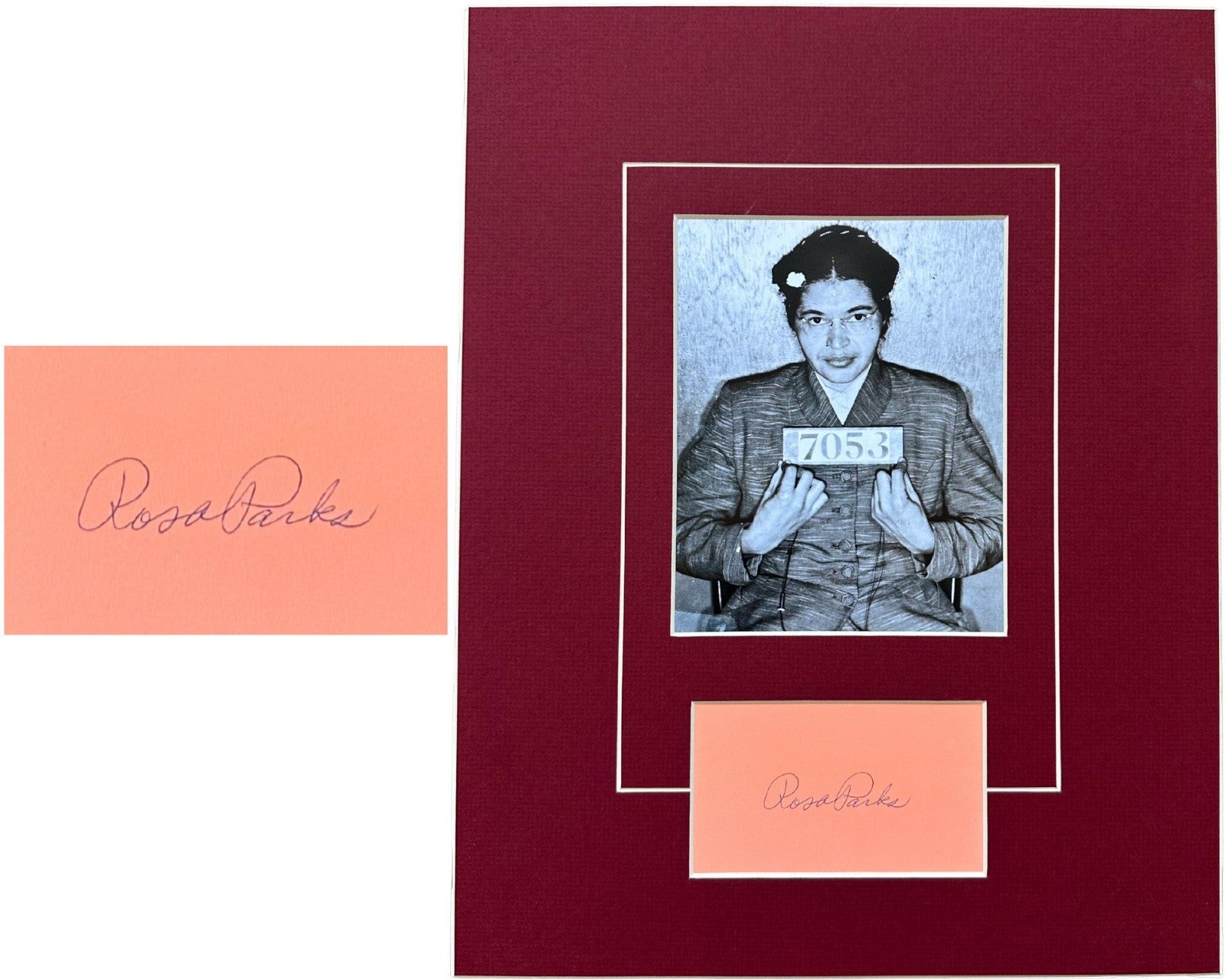 Civil Rights Icon Rosa Parks Signed Mugshot Matte Display! Bold Auto ...