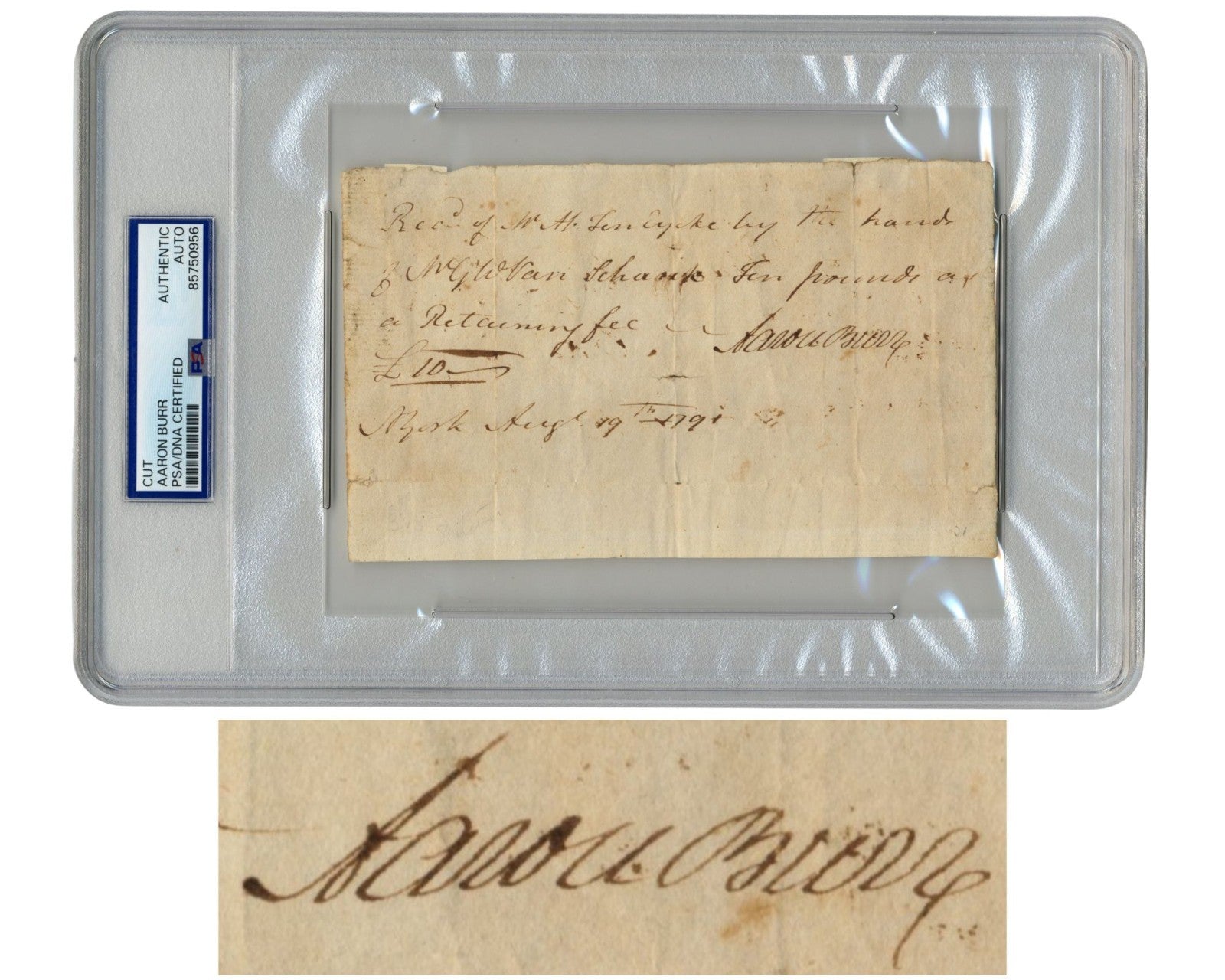 Vice President Aaron Burr Signed Retaining Fee Receipt PSA - He Killed ...