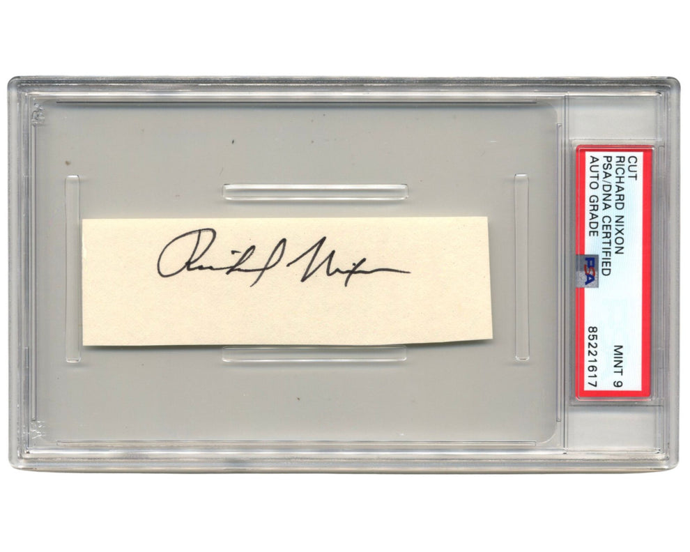 President RICHARD NIXON Gorgeous Signed Cut PSA Mint 9 Auto – H.A.G.