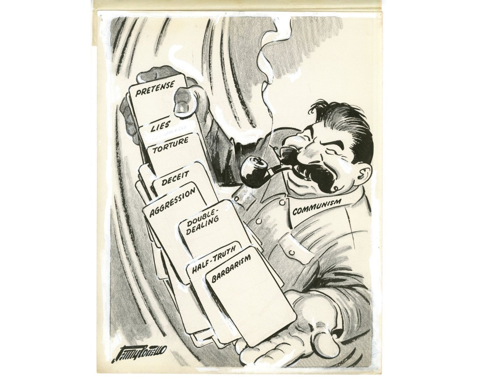 Disney Artist Jerry Costello "Stalin, Communism" Original Political Dr ...