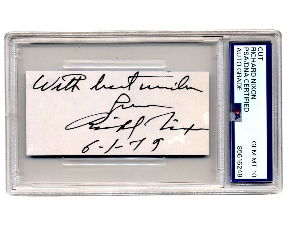President RICHARD NIXON Gorgeous Signed Cut PSA Gem Mint 10 Auto – H.A.G.