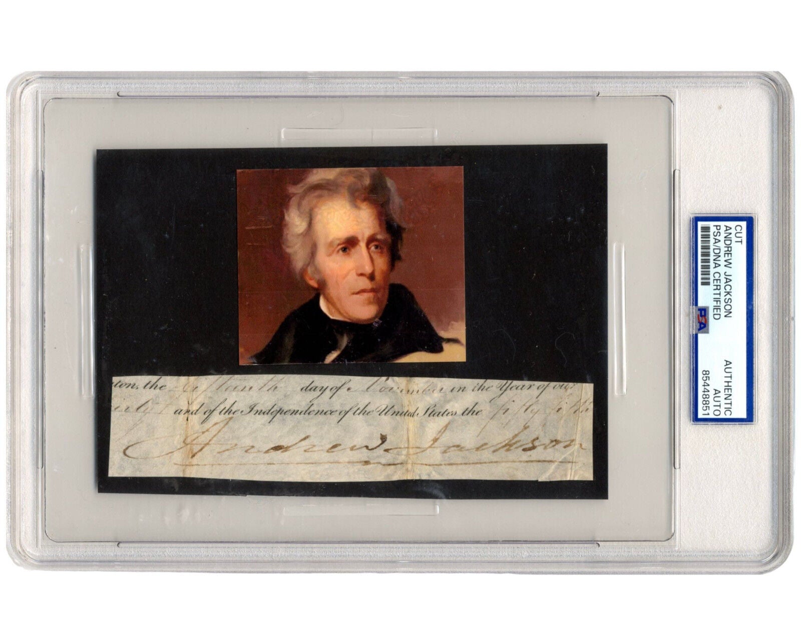 President Andrew Jackson Large Signed Cut Display PSA Auto – H.A.G.